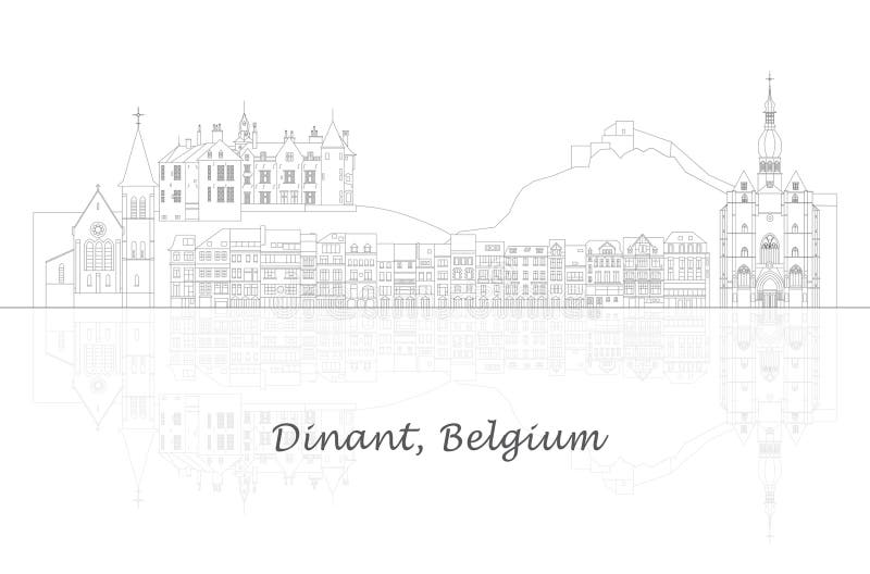 Skyline Panorama of Town of Dinant, Belgium Stock Vector - Illustration ...
