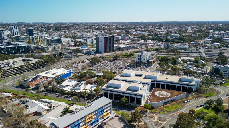Skyline of Perth from a Drone Viewpoint. Downtown Aerial View on a ...
