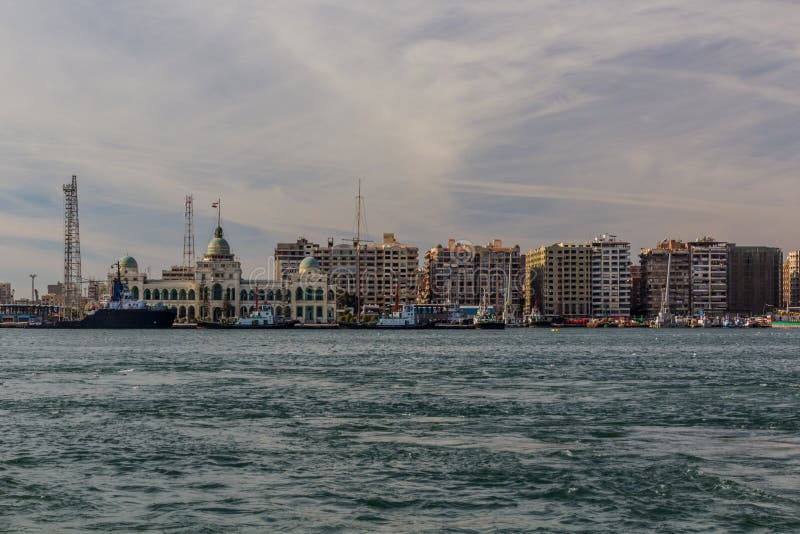 Skyline of Port Said, Egy stock image. Image of canal - 266847321