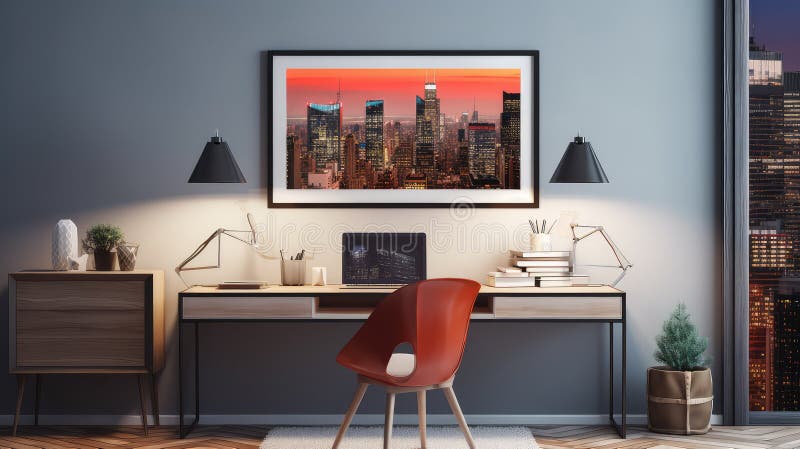 Skyline poster desk stock illustration. Illustration of professional ...