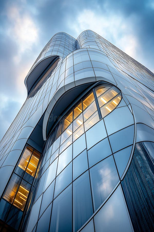 Skyline Reflection: a Sleek and Mysterious Metallic Building Wit Stock ...