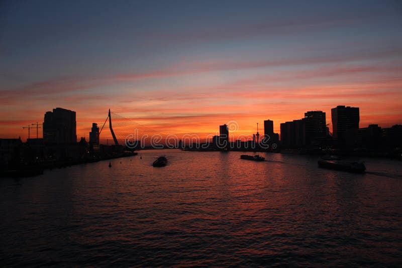 Skyline Rotterdam stock image. Image of sunset, rotterdam - 83354105
