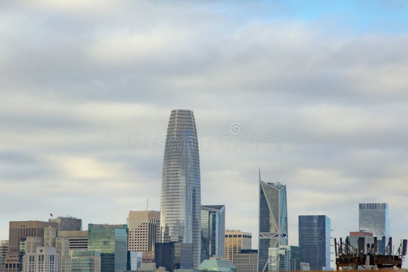 Skyline of San Francisco with Modern Skyscraper and Cloudy Sky ...