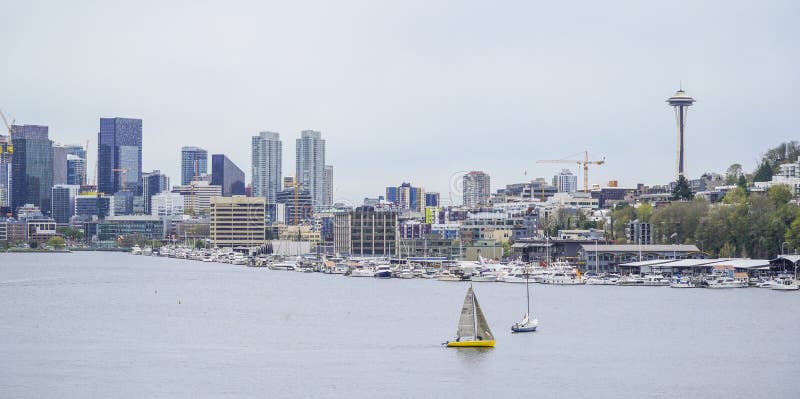 Skyline of Seattle with Space Needle - View from Lake Union - SEATTLE ...