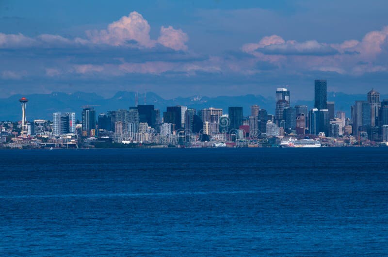 Skyline of Seattle Taken from Ferry Editorial Stock Image - Image of ...
