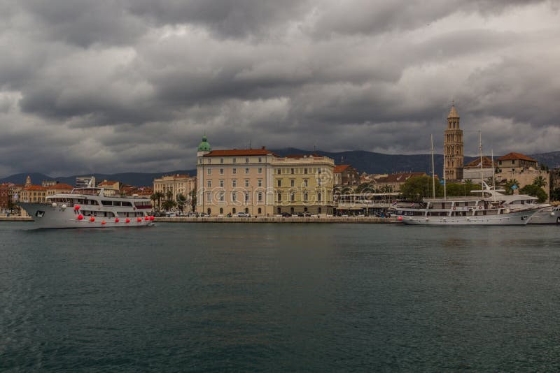 Skyline of Split Town, Croat Stock Image - Image of seafront, port ...