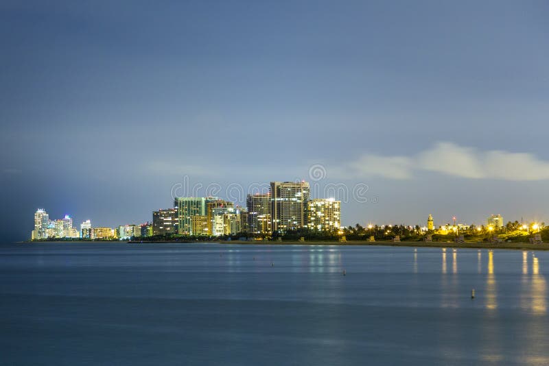 Skyline of Sunny Isles Beach by Night Stock Image - Image of time ...