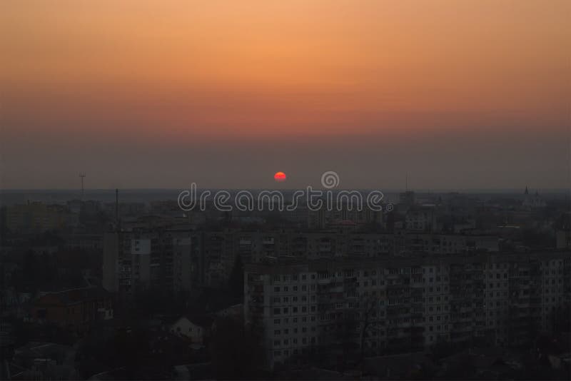 Skyline Sunset Day To Night Stock Photo - Image of golden, lights: 93211606