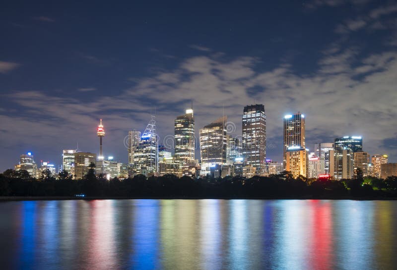 Skyline of Sydney CBD at Night Stock Image - Image of tall, night: 92939937