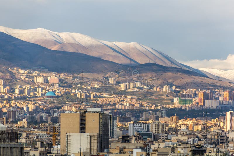 Skyline of Tehran with Alborz Mountain Range, Ir Stock Image - Image of ...