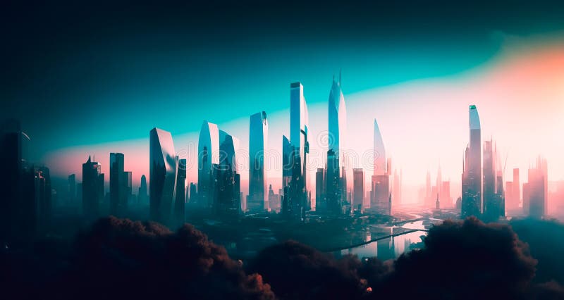Skyline of tomorrow stock illustration. Illustration of metropolis ...