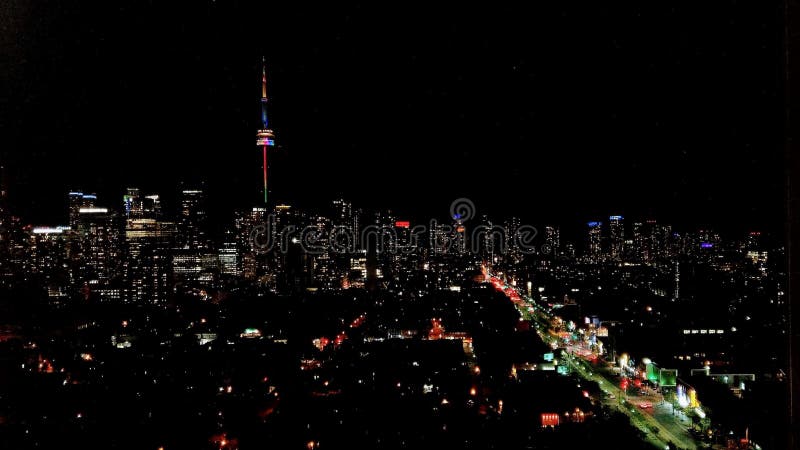 Skyline of Toronto at Night. Canada Stock Photo - Image of buildings ...