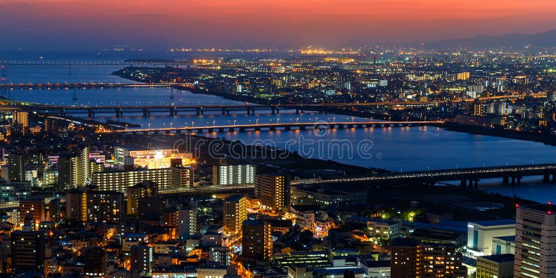 Skyline of Umeda District in Osaka Stock Image - Image of destination ...