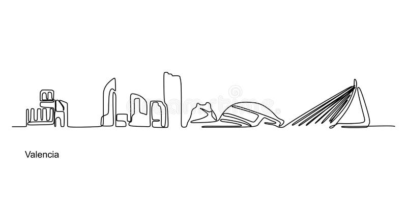 Skyline of Valencia stock vector. Illustration of panorama - 196322620