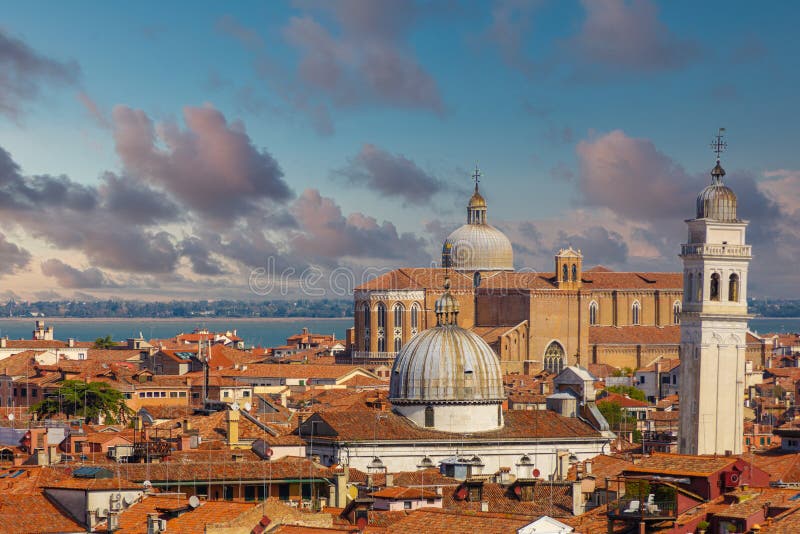 Skyline of Venice at Dusk stock image. Image of venice - 190079151