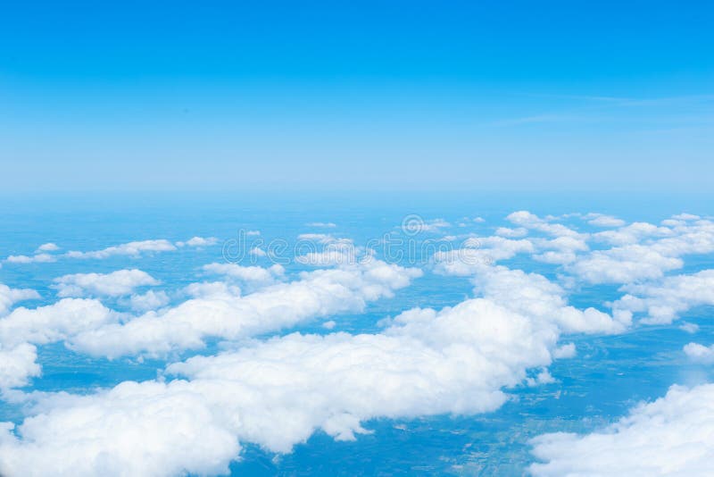 Skyline View Above the Clouds from Airplane Stock Photo - Image of high ...