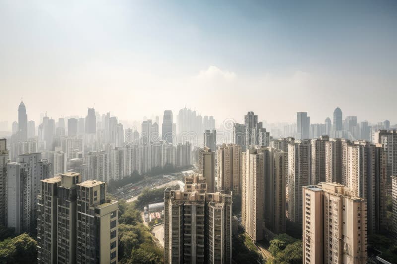 Skyline with View of High-rise Buildings and Skyscrapers in the ...