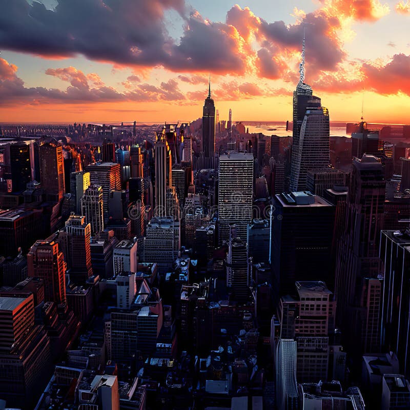 Skyline View a Panoramic View of a City Skyline with Glitterin Stock ...