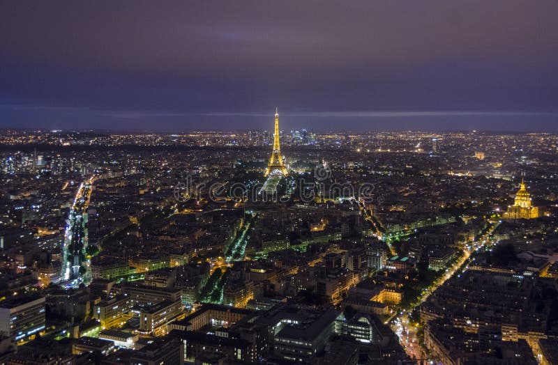 Skyline View of Paris at Night Editorial Stock Image - Image of ...