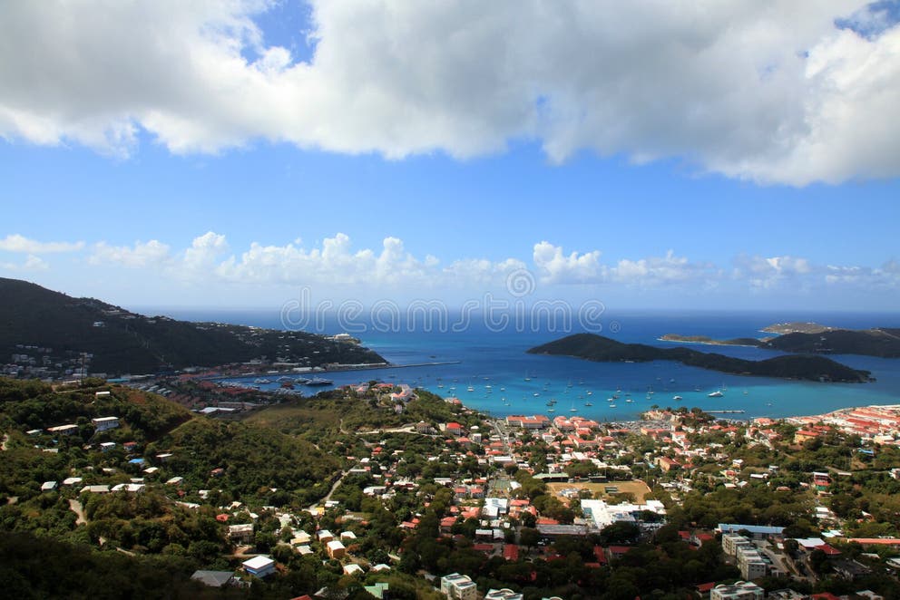 Skyline view of St Thomas stock image. Image of harbor - 39676037