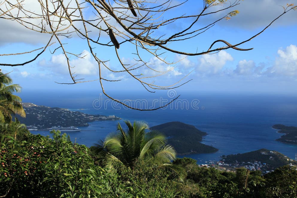 Skyline view of St Thomas stock image. Image of clouds - 39676085