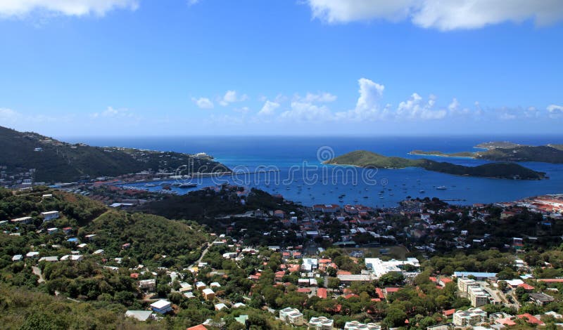 Skyline view of St Thomas stock image. Image of mountain - 39676311
