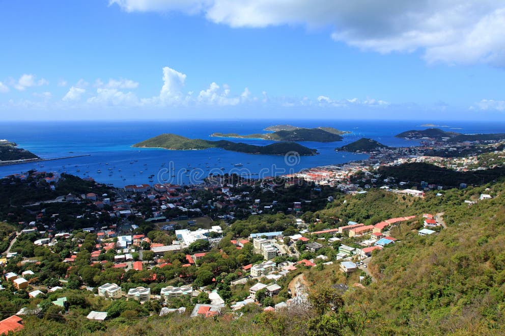 Skyline view of St Thomas stock image. Image of transportation - 39676933