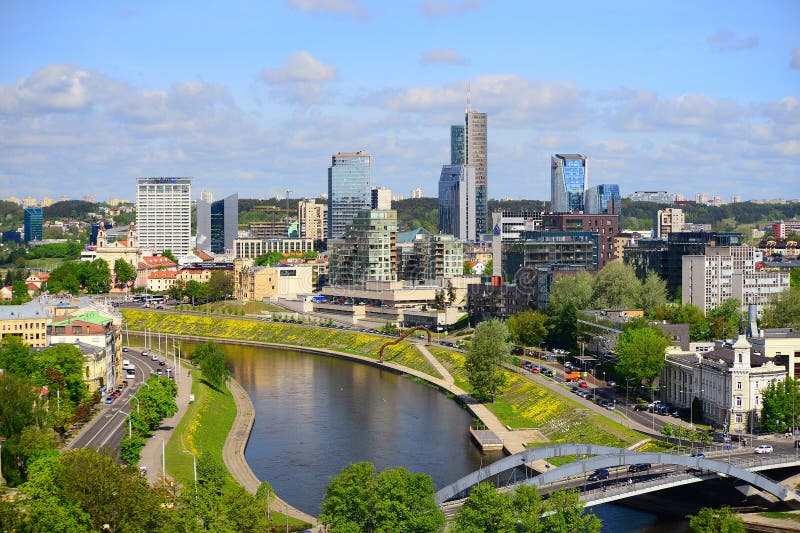 Skyline of Vilnius, Lithuania Stock Image - Image of shores, waterfront ...