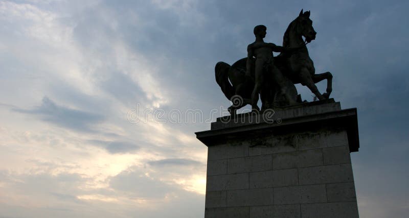 Skylit Statue stock photo. Image of horse, backlit, sculpture - 98488338