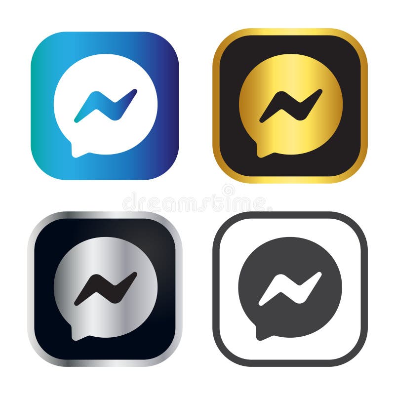 Messenger Logo Icon Set with Blue, Gold, Silver and Gray Black Gradient ...