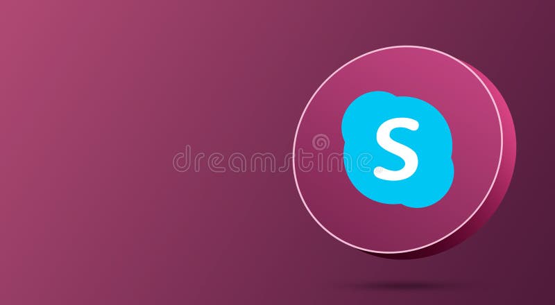 Skype Logo Minimal Design on the Round Button 3d Render. Social Media ...