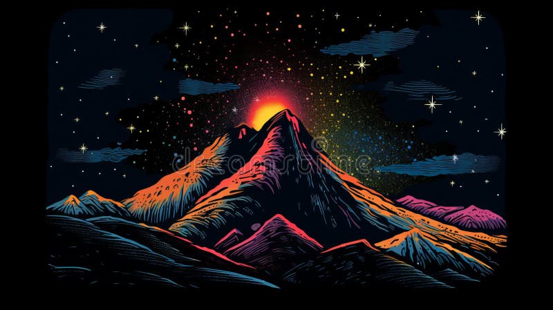 Skyrocket a Psychedelic Mountain Illustration with Mesmerizing Colors ...