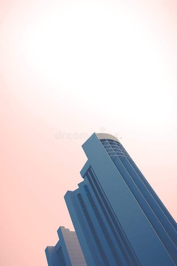 Skyscraper Abstract with Pink Sky Stock Image - Image of futuristic ...
