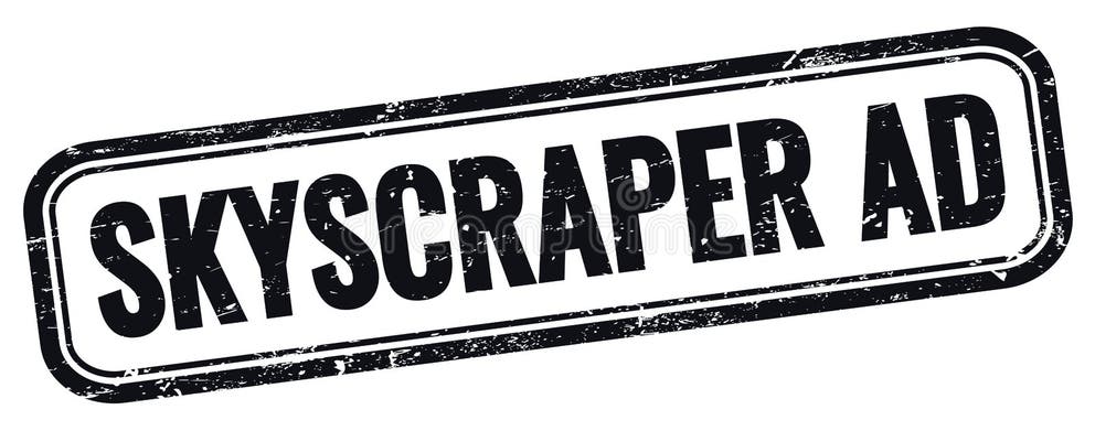 SKYSCRAPER AD Text on Black Grungy Vintage Stamp Stock Illustration ...