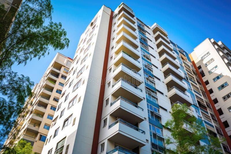 Skyscraper Apartment Building with Modern Architectural Design Stock ...
