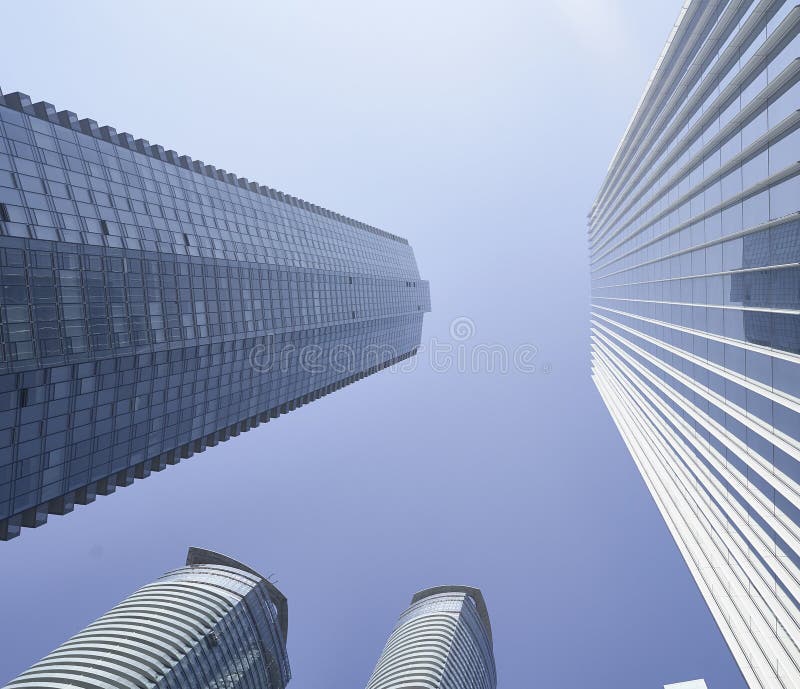 Several Skyscrapers from Below View Stock Image - Image of metal, city ...