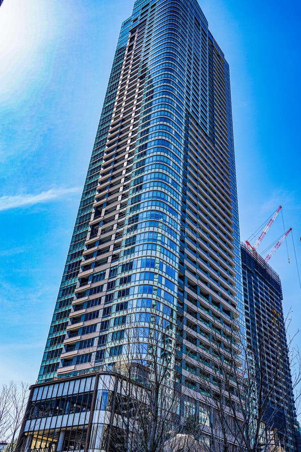 Skyscraper Blue Sky Background Stock Image - Image of tokyo, view ...