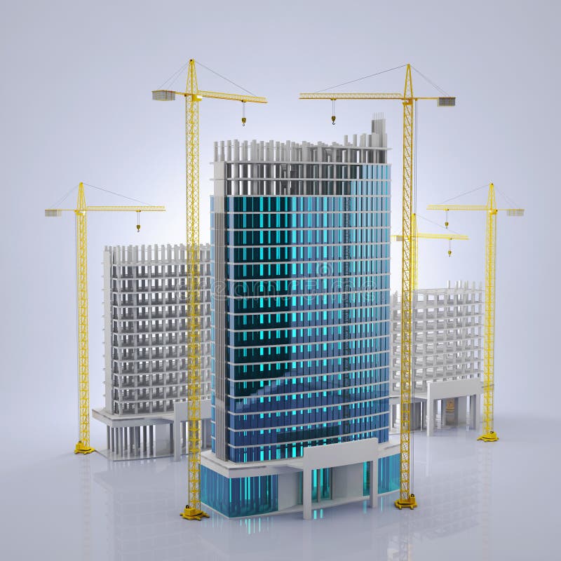 Skyscraper Construction, 3d Illustration Stock Illustration ...