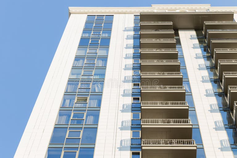 Skyscraper Building Close Up Foreshortening from Below Frame Work ...