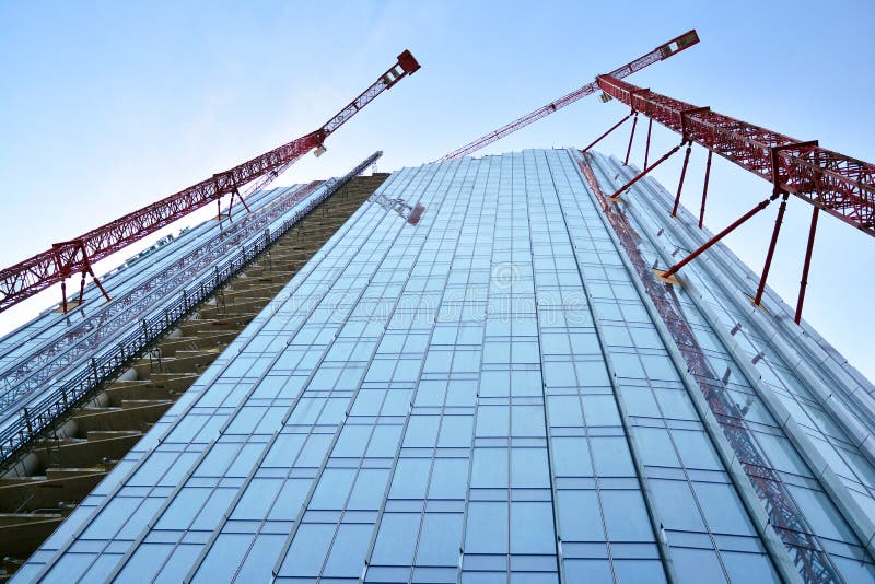 Skyscraper Building during Construction. Stock Photo - Image of blue ...