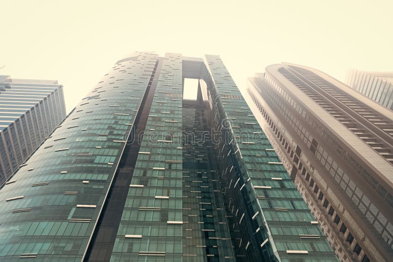 Skyscraper Building with Glass Facade Architecture in Perspective ...