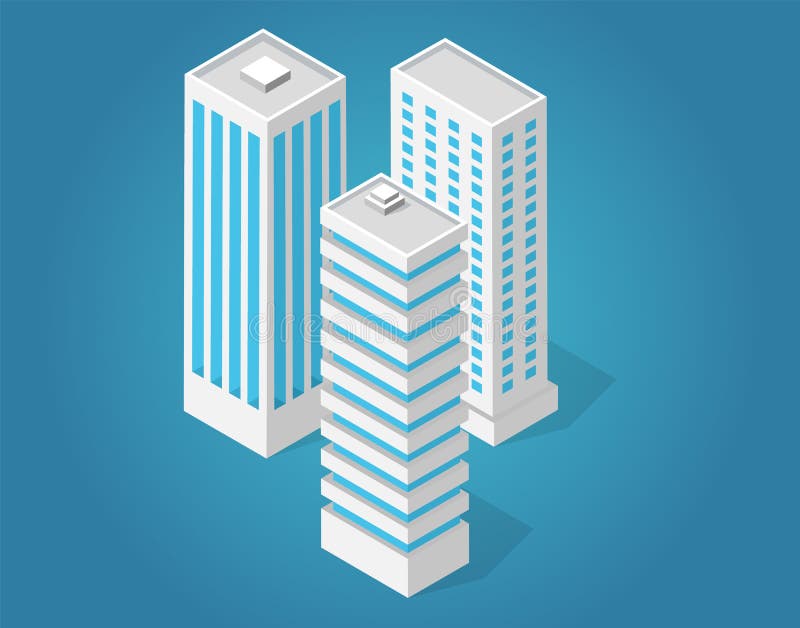 Skyscraper Building Set. Industrial Constructions with Apartments ...