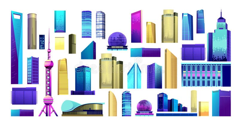 Skyscraper building set stock vector. Illustration of residential ...
