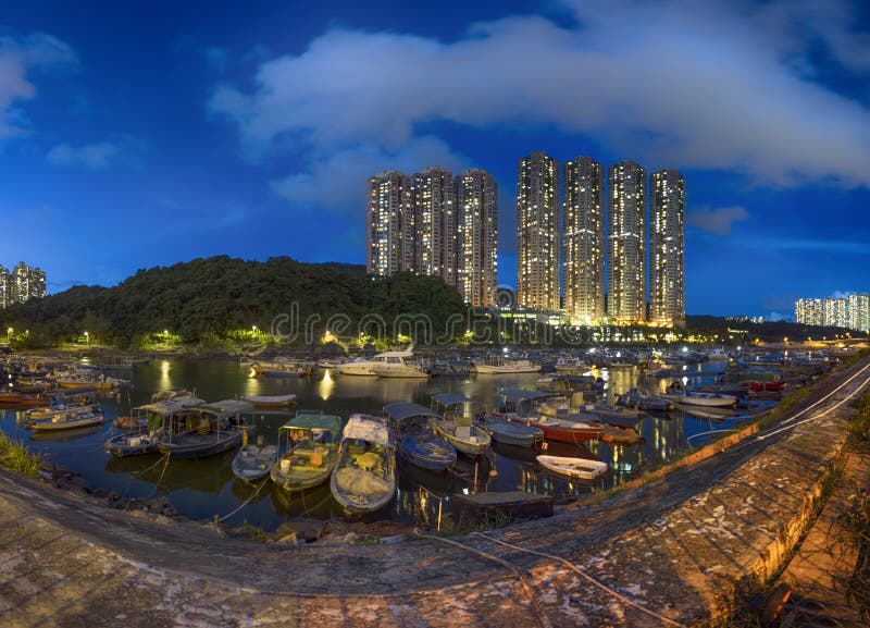 Skyscraper Building Shelter Boat Stock Image - Image of tall, hong ...