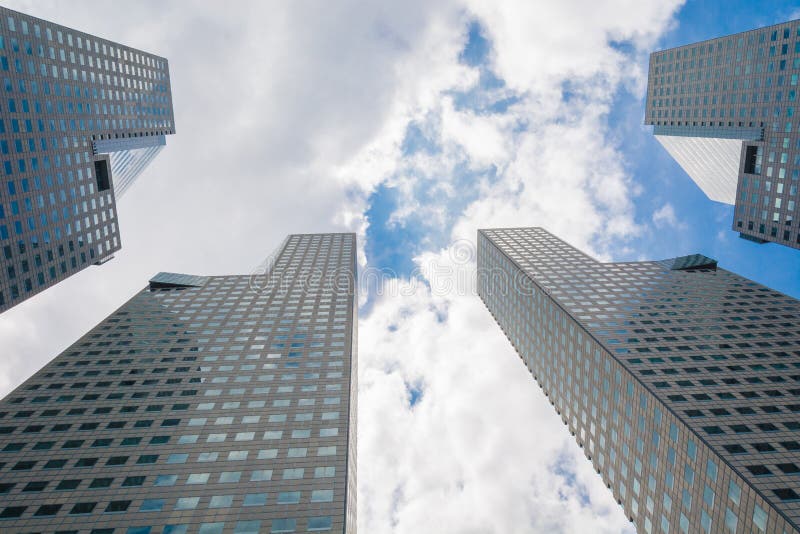 Skyscraper Building at Singapore - Bright Light Processing Style Stock ...