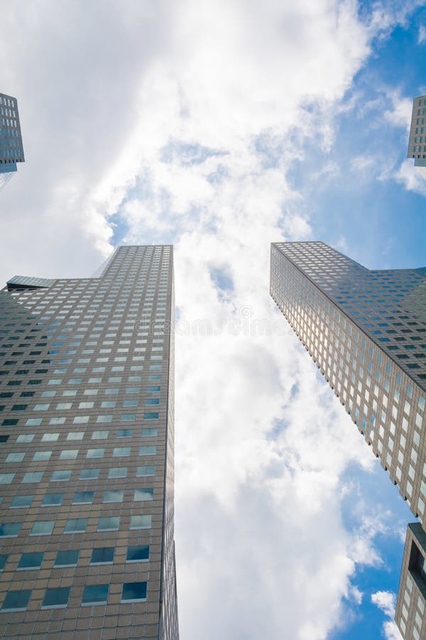 Skyscraper Building at Singapore - Bright Light Processing Style Stock ...