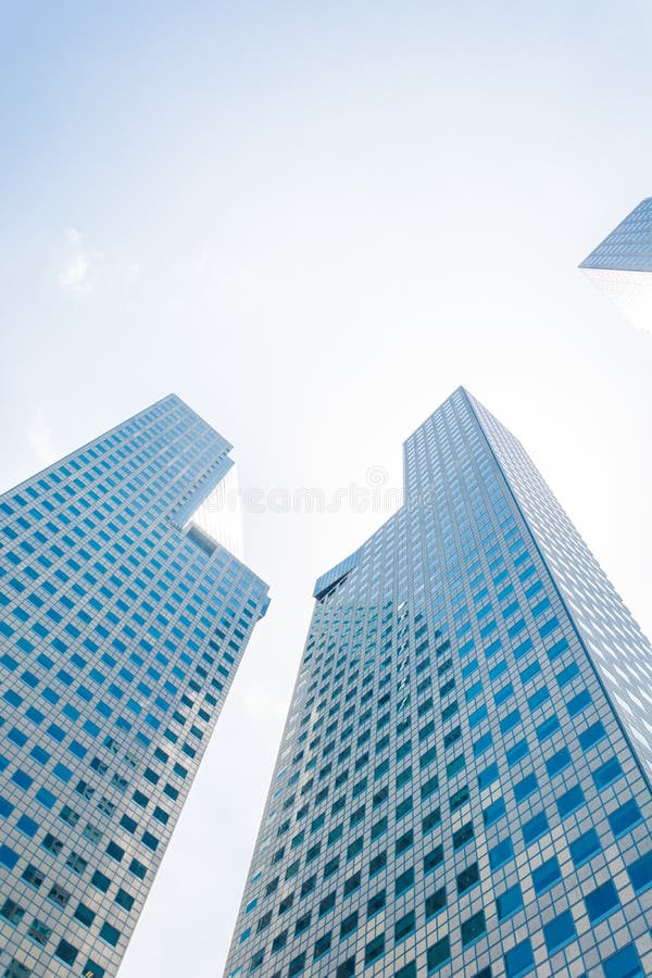 Skyscraper Building at Singapore - Bright Light Processing Style Stock ...