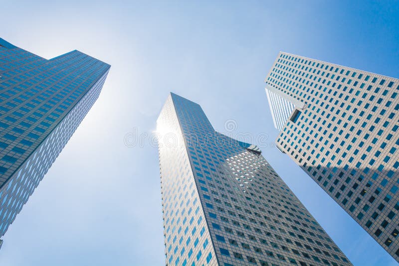 Skyscraper Building at Singapore - Bright Light Processing Style Stock ...