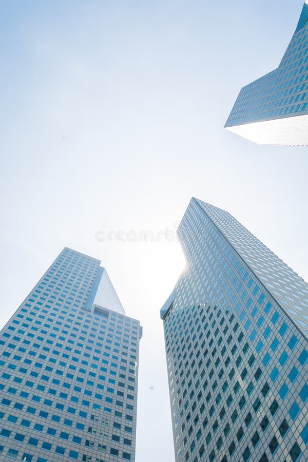 Skyscraper Building at Singapore - Bright Light Processing Style Stock ...