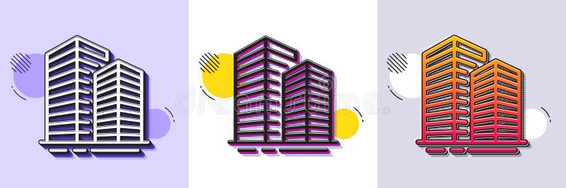 Skyscraper Buildings Line Icon. City Architecture Sign. Town. Halftone ...